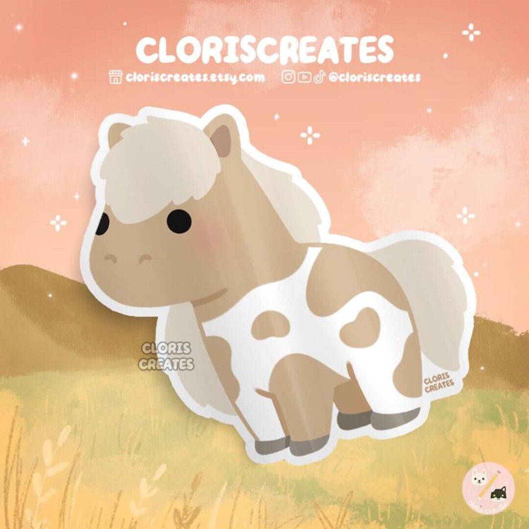 Palomino Pinto Painted Horse Waterproof Vinyl Sticker | Kawaii Chibi ...