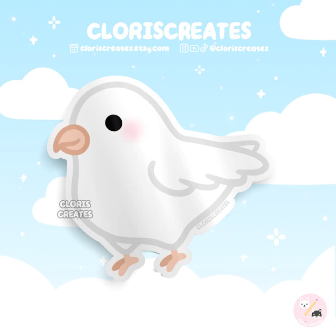 White Dove Bird Breed Waterproof Vinyl Sticker | Kawaii Chibi Animal ...