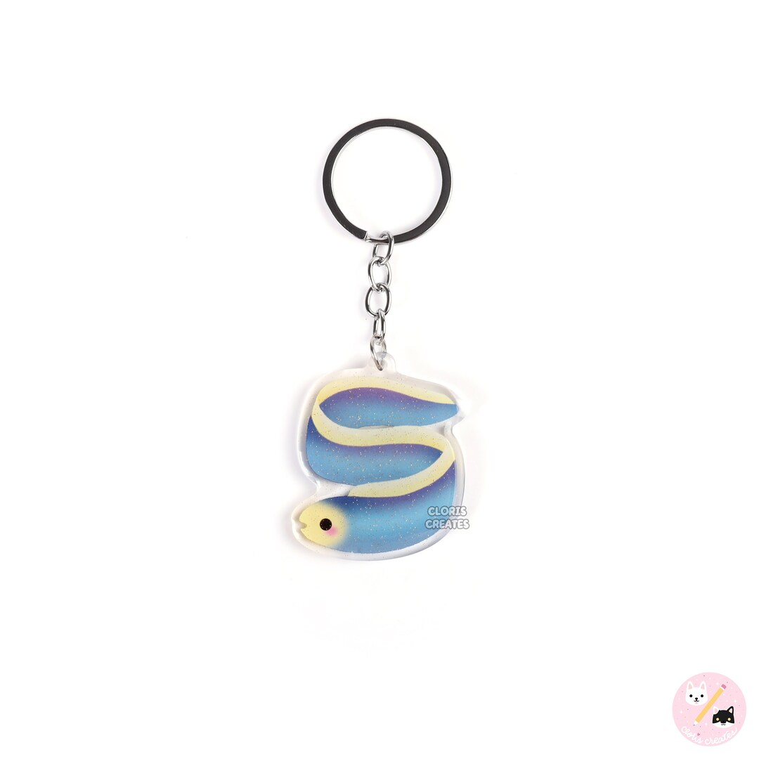 Ribbon Eel Acrylic Glitter Keychain | Kawaii Chibi Marine Animal Ocean ...
