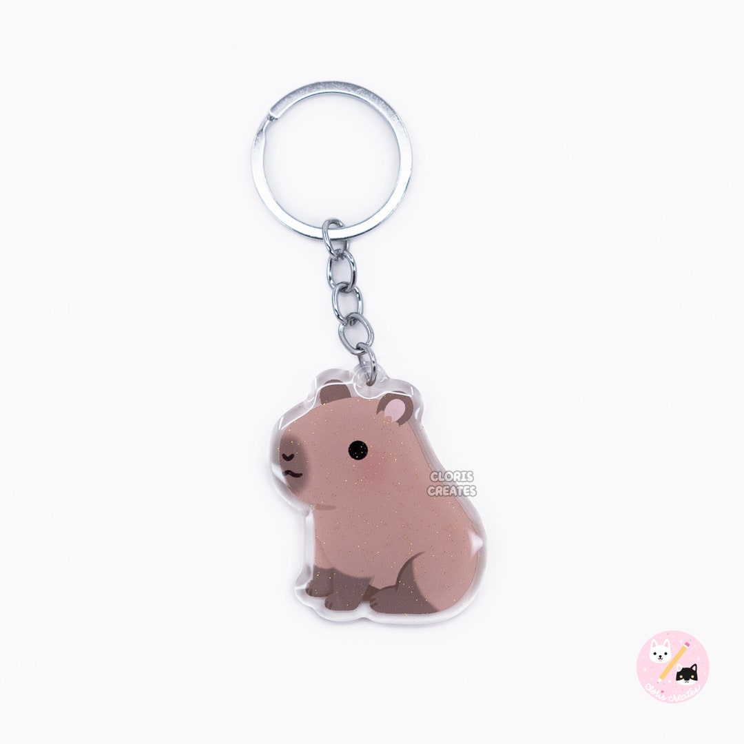 Capybara Acrylic Pet Keychain | Cartoon Chibi Art Style Double-sided ...