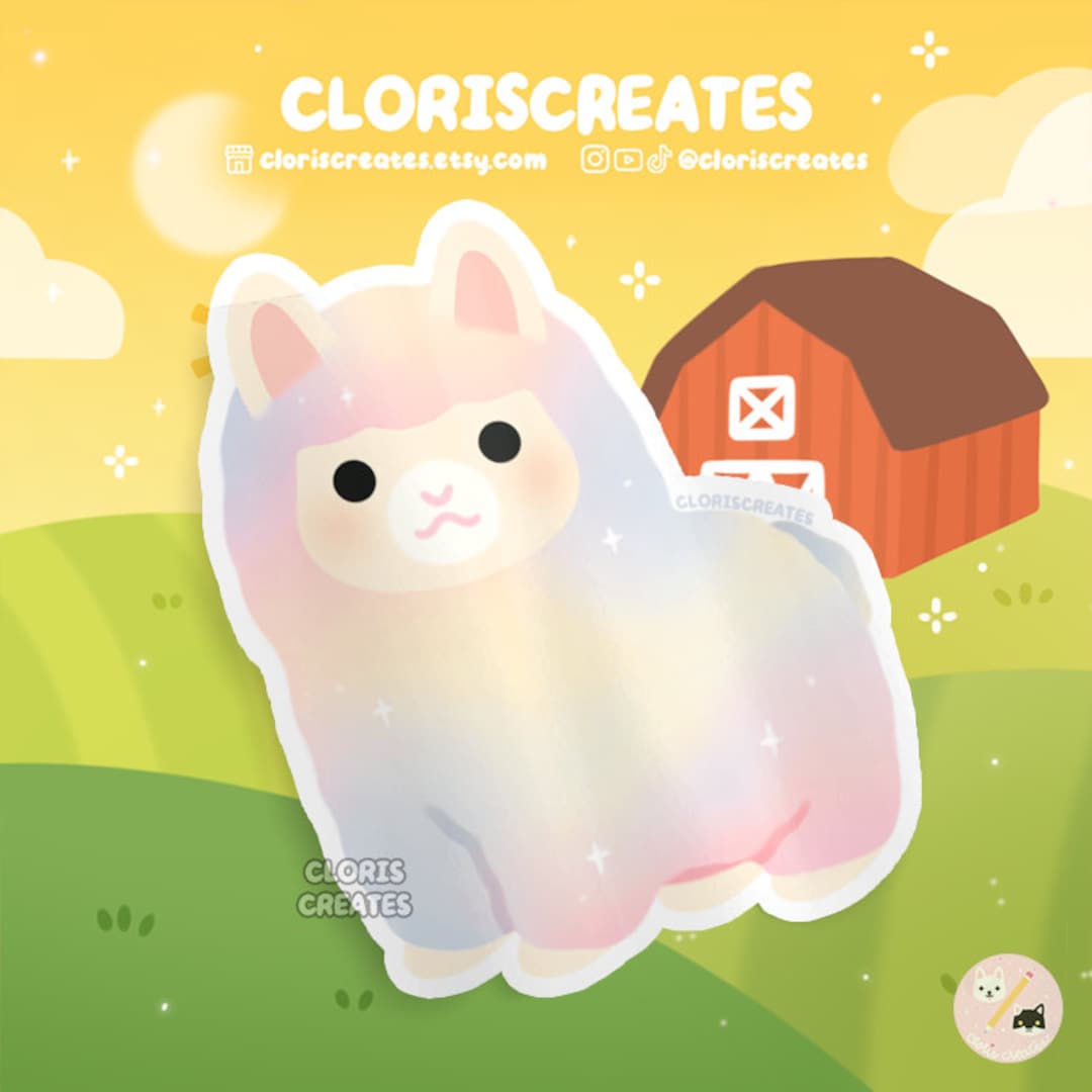 Rainbow Alpaca Waterproof Vinyl Sticker | Kawaii Chibi Petting Zoo ...