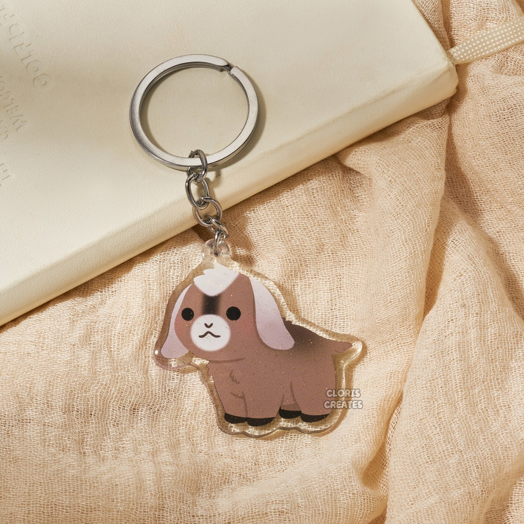 Brown Nubian Goat Farm Animal Keychain Cartoon Chibi Art Glitter ...