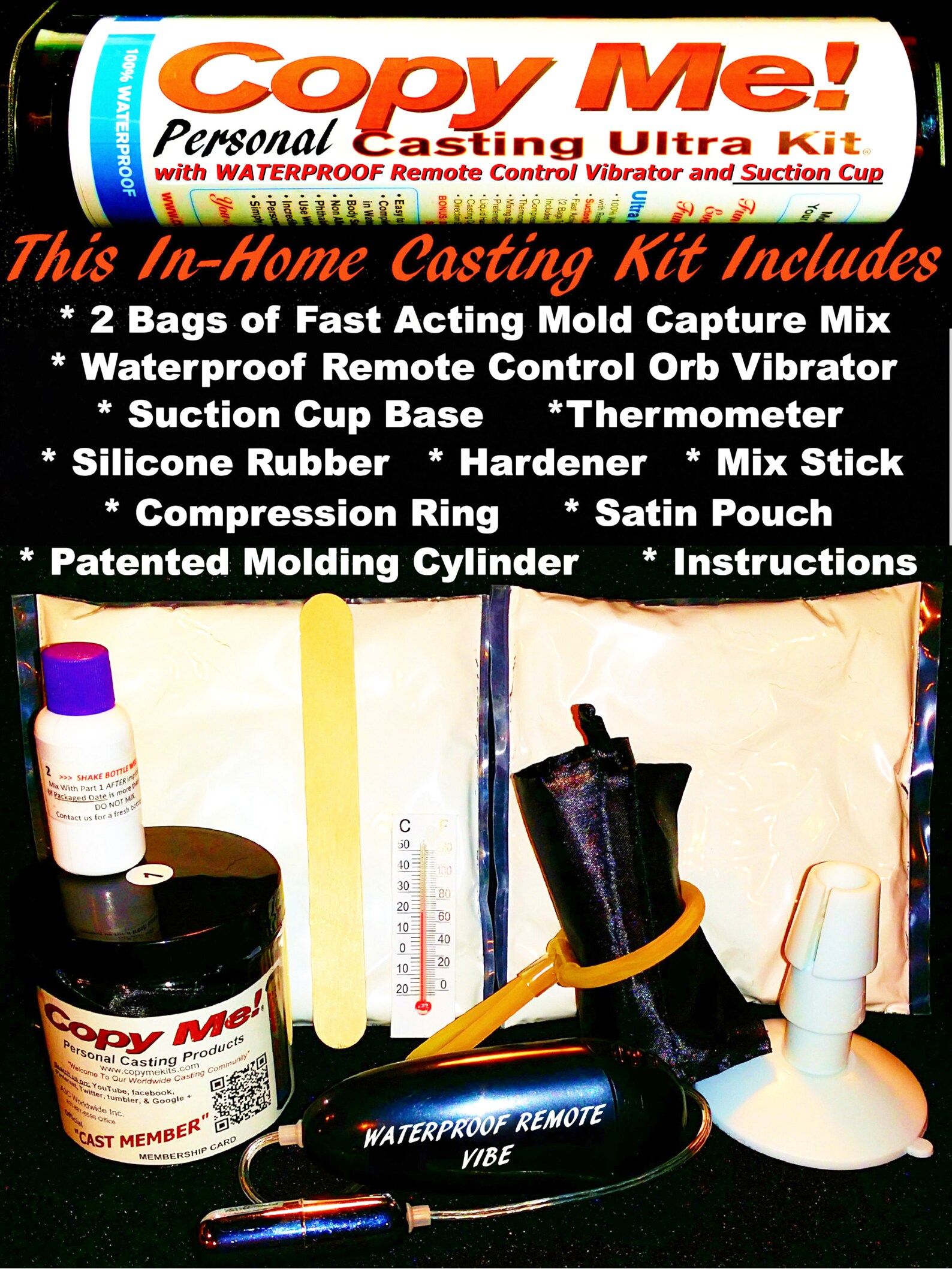 Penis, Casting, Mold, Copy Kit, YELLOW, DIY, Suction Cup Base, Vibe ...