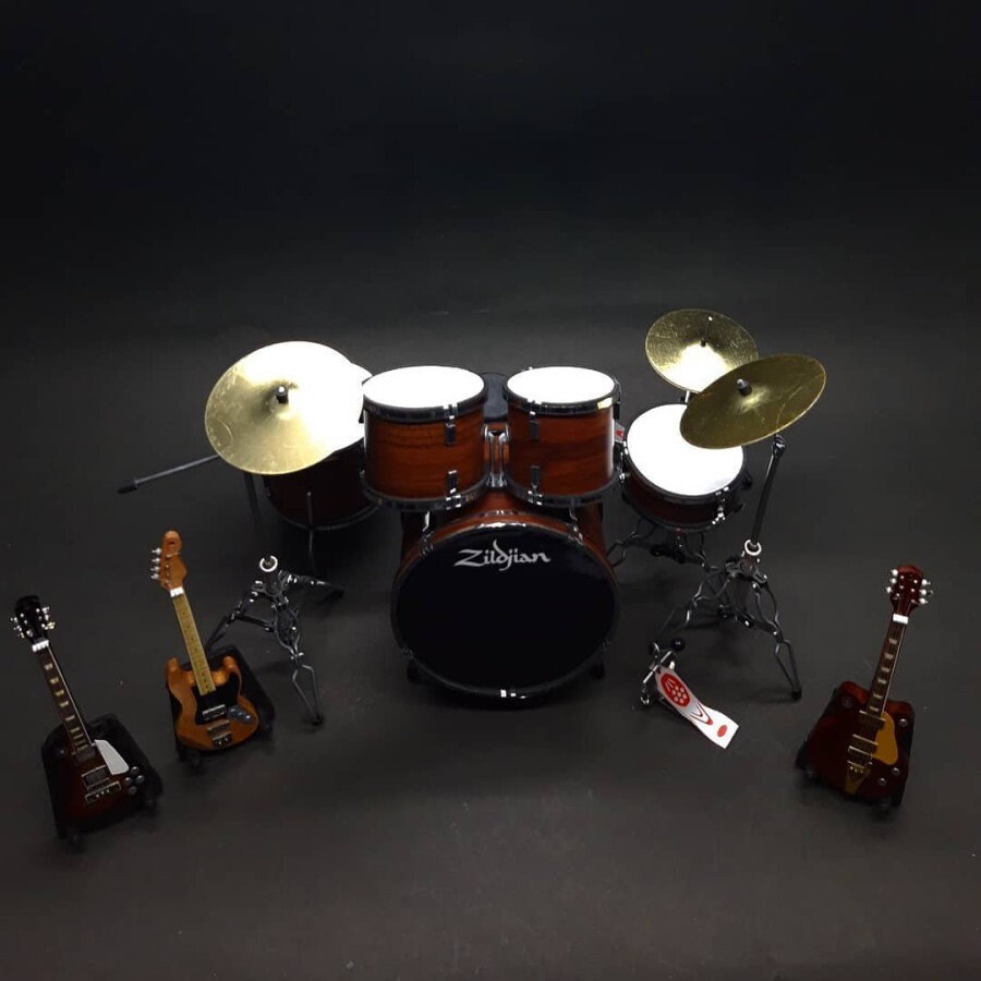 Miniature Drum Set Brown Exclusive and Miniature Guitars for - Etsy