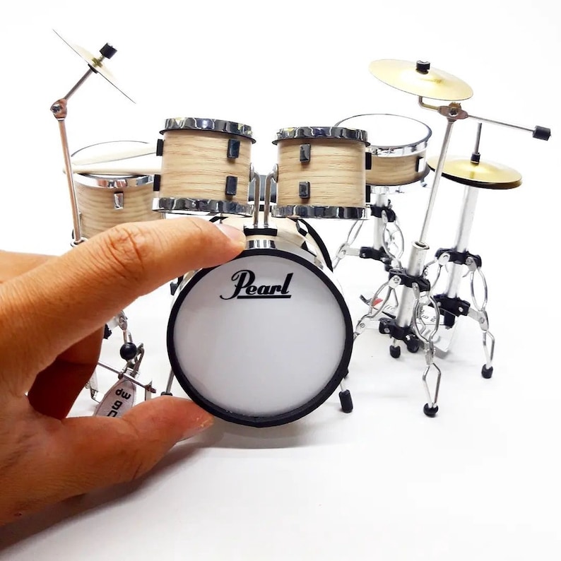 Miniature Drum Set Replica Natural Wood Instrument Musical - Etsy
