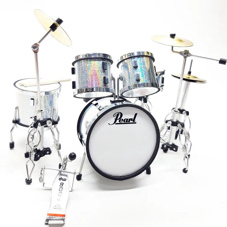 Miniature Drum Set Mini Silver 1:12 1/12 Instrument Musical - Etsy