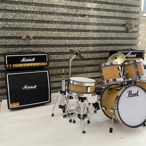 Miniature Drum Mini Set Natural Metal Rock + 2 Amplifier Set Musical ...
