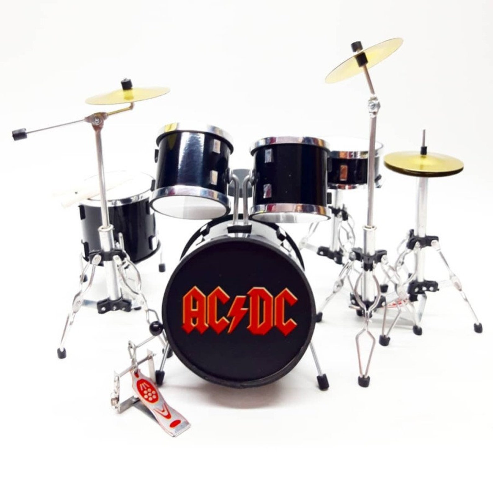 Miniature Drum Set Black + 3 Guitars Instrument Musical Display ...