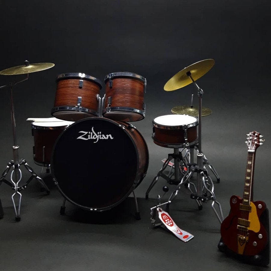 Miniature Drum Set Brown Exclusive and Miniature Guitars for - Etsy
