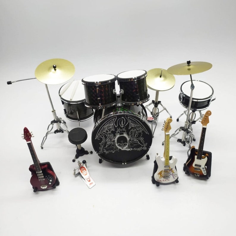 Miniature Drum Set Black With 3 Guitars Exclusive Musical - Etsy