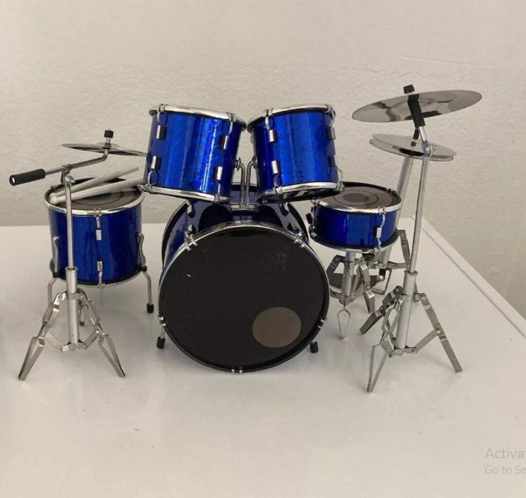 Miniature Drum Kit Mini Blue Band Rock Musical Instruments Display ...