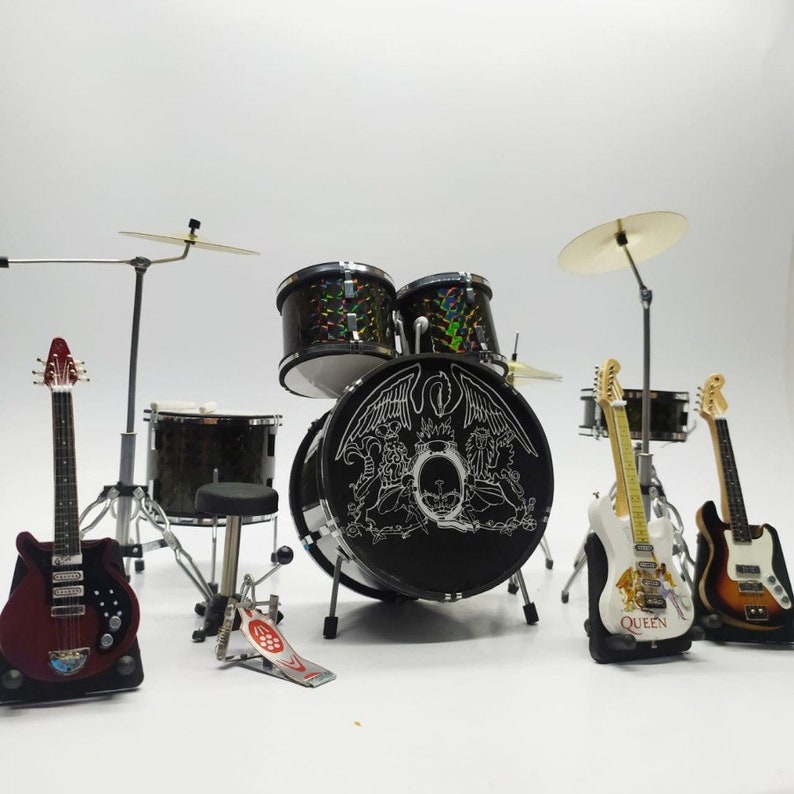 Miniature Drum Set Black With 3 Guitars Exclusive Musical - Etsy