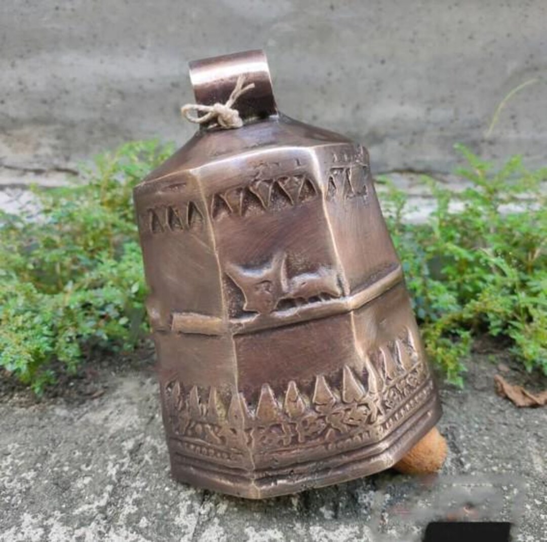 Door Bell Hexagon Cow Bell Choker Vintage Brass Farmhouse Polished ...