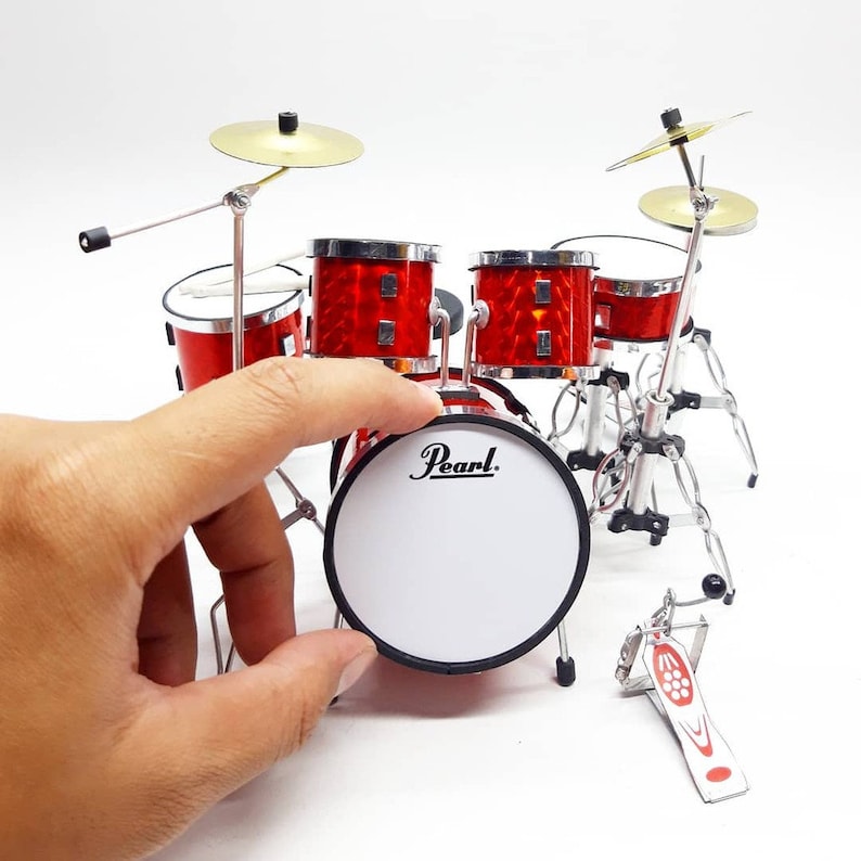Miniature Drum Kit Red 1:12 Instrument Musical Display Gift - Etsy