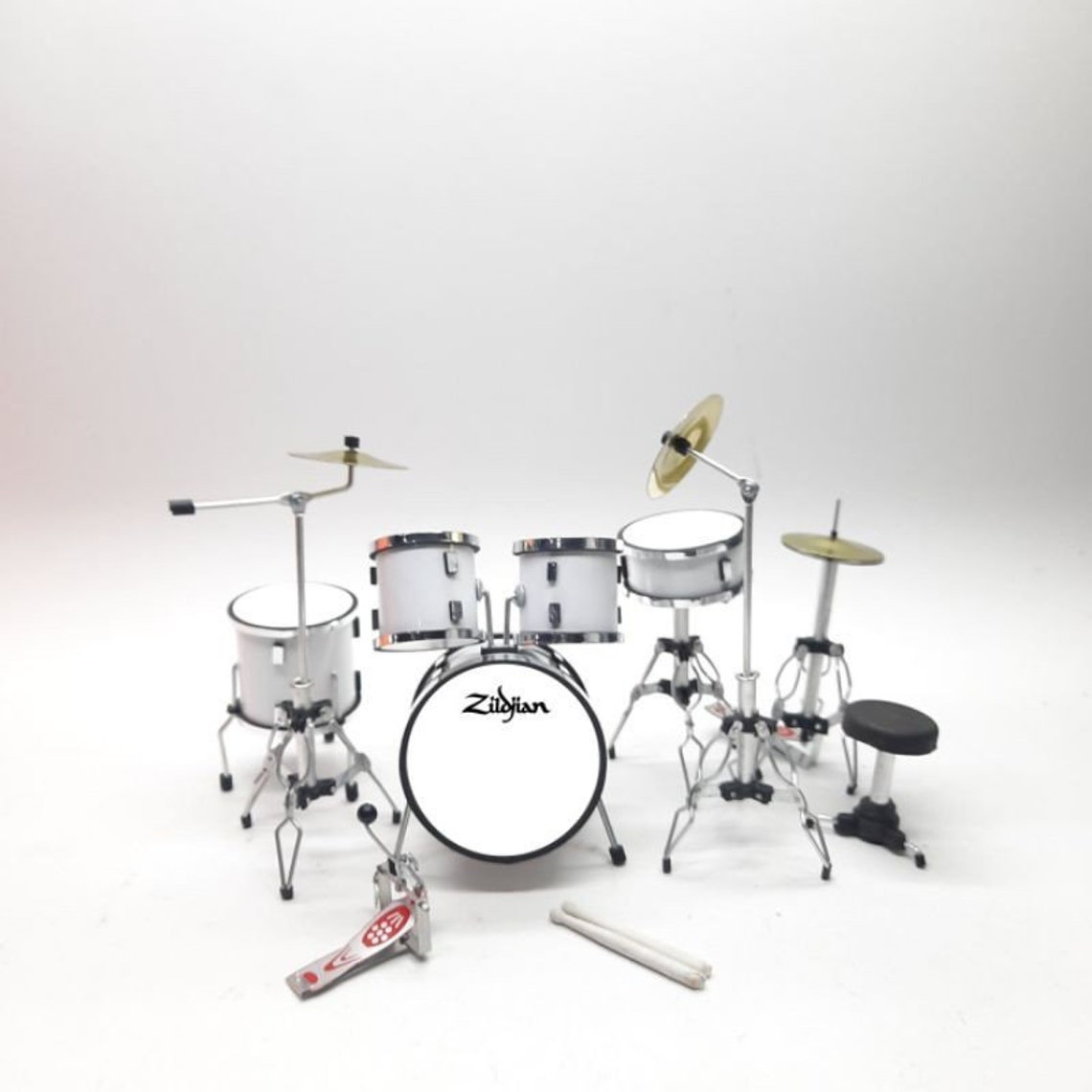 Miniature Drum Set Mini White 1:12 Instrument Musical Display - Etsy