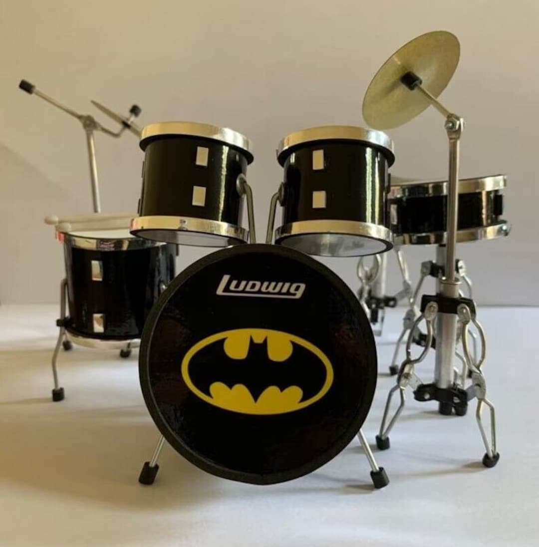 Miniature Drum Set Custom Black 1:12 Instrument Musical Display Gifts ...
