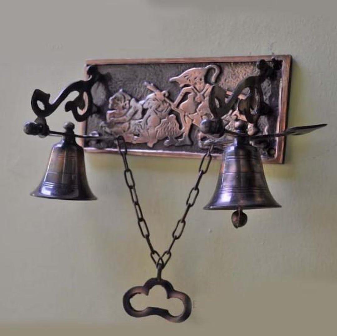 Vintage Bell Two Ringing Bell Gate Front Door Antiqueknock Door Hanging ...
