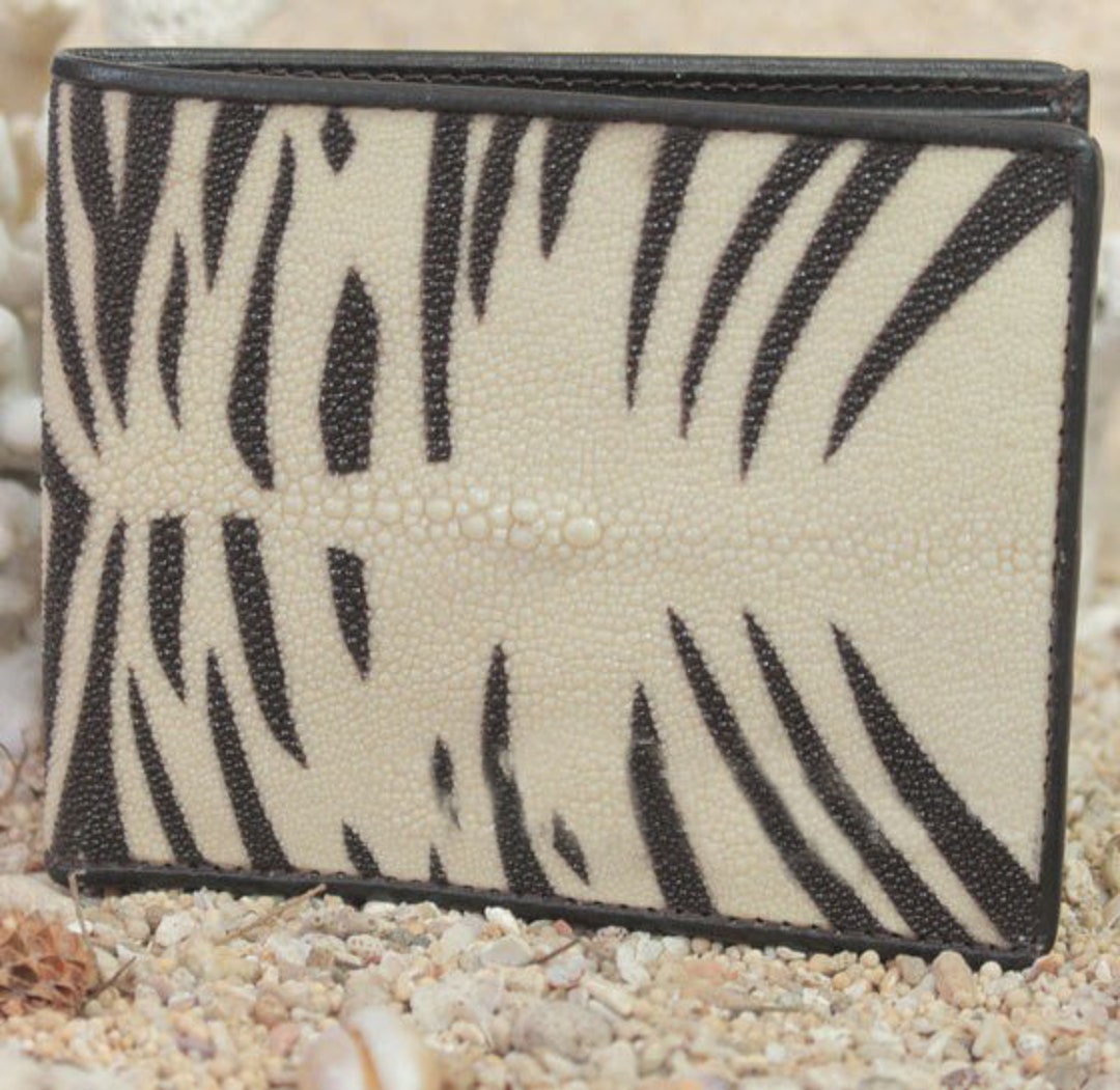 Men's Wallet Genuine Stingray Skin Wallet With White Tiger Pattern ...