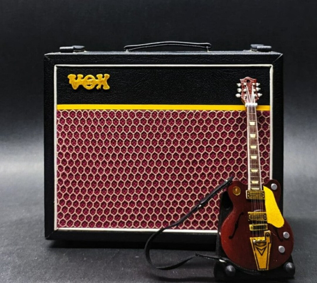 Miniature Amplifier Sound Mini With Guitar + Strap 1:12 Instrument ...