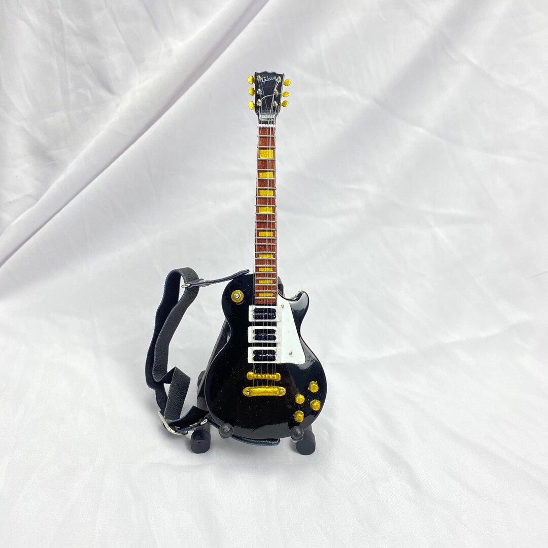 Miniature Guitar Mini Black Rock Band Strap Musical Display Scale 1/6 ...