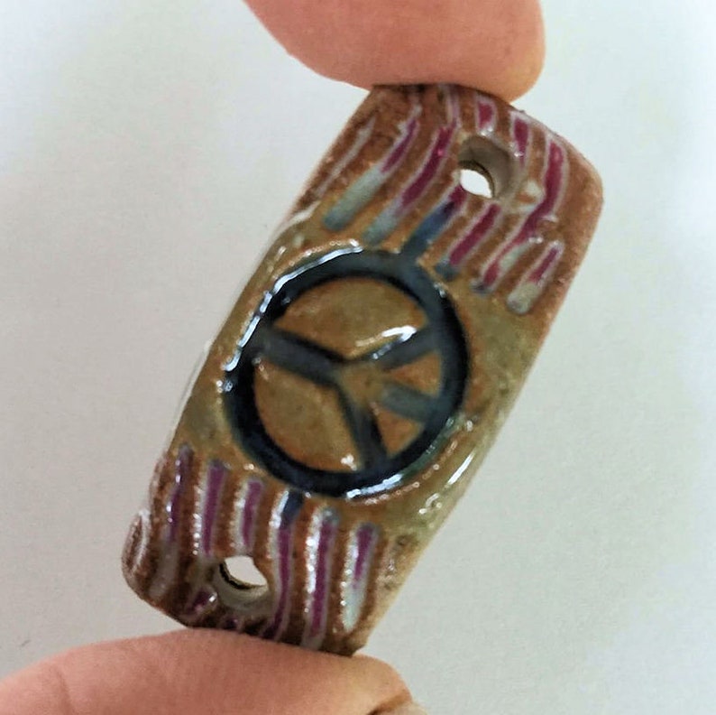 Peace Sign Rectangle Shape Bracelet Focal Bead - Etsy