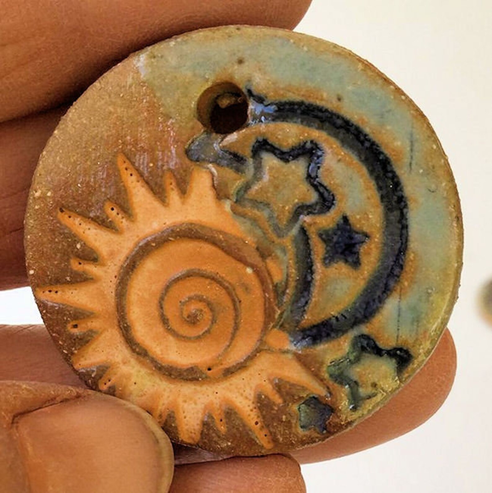 Sun and Moon Focal Bead Round - Etsy