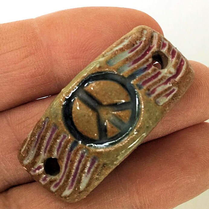 Peace Sign Rectangle Shape Bracelet Focal Bead - Etsy