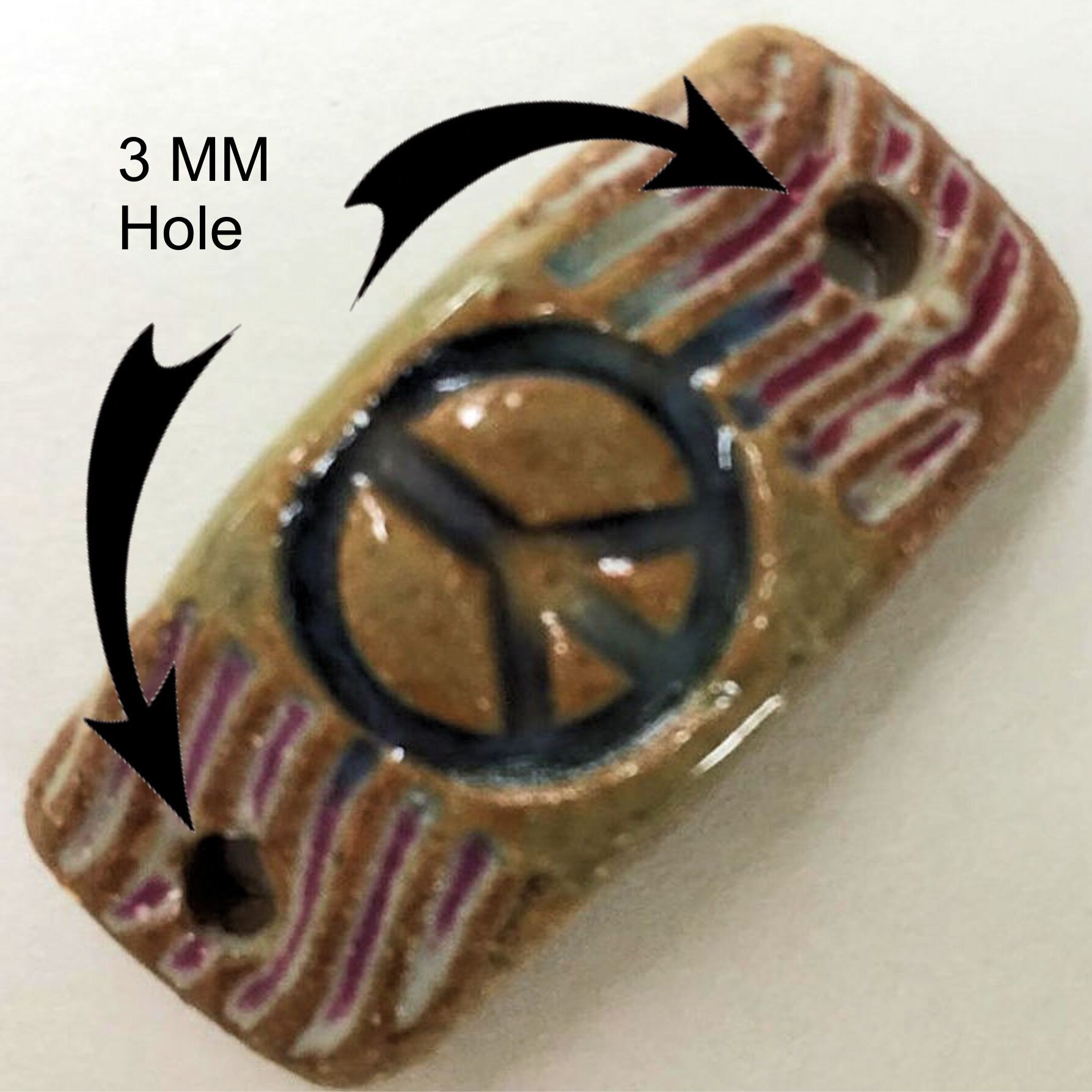 Peace Sign Rectangle Shape Bracelet Focal Bead - Etsy