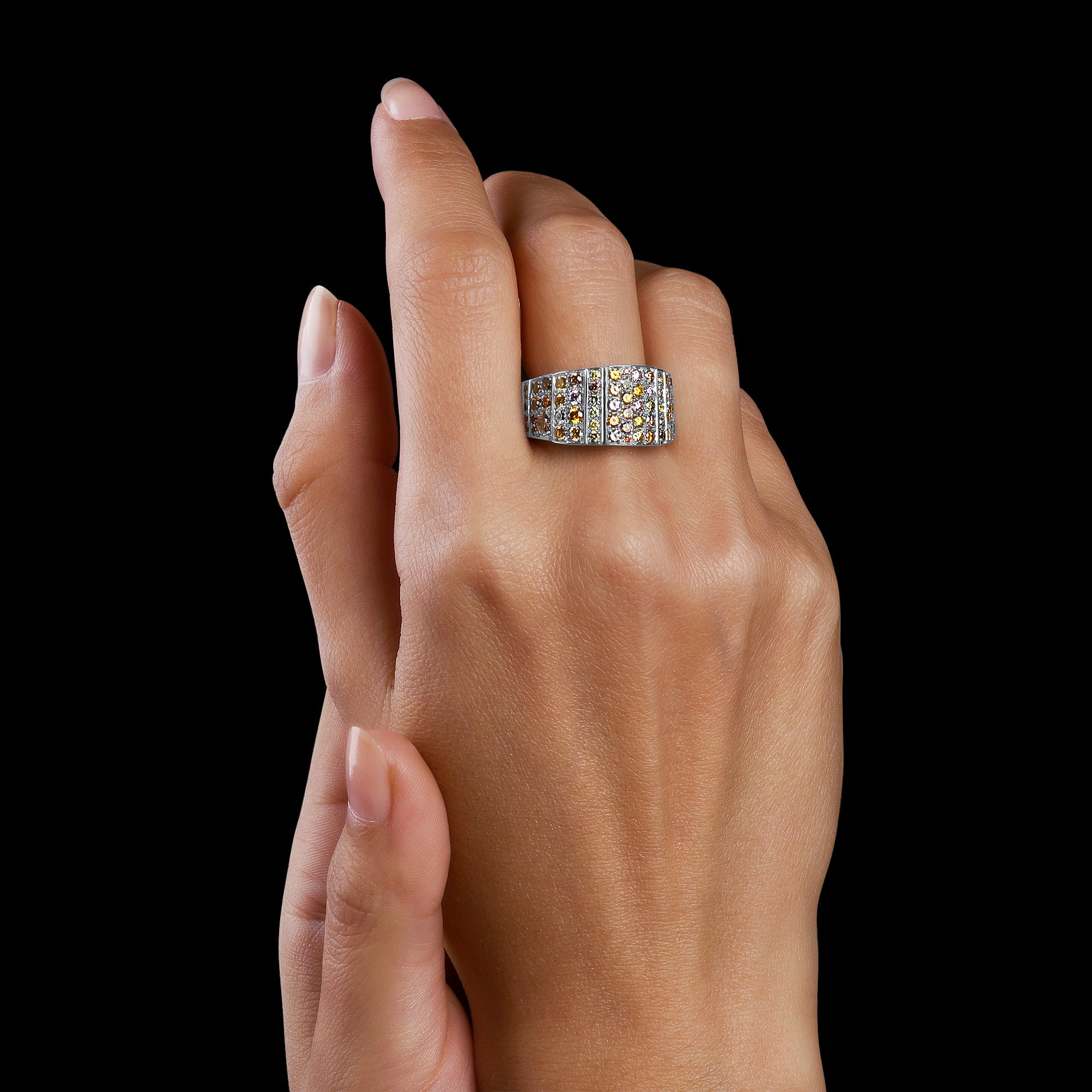 Link Diamond Ring Bombay Ring 18k Solid White Gold 2.75CT - Etsy