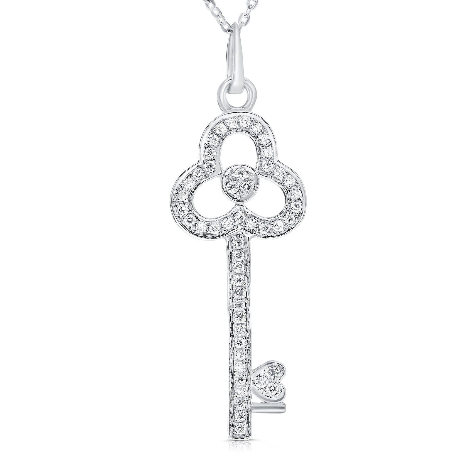Key Pendant, 18K Solid White Gold, 0.25ct Diamonds - Etsy