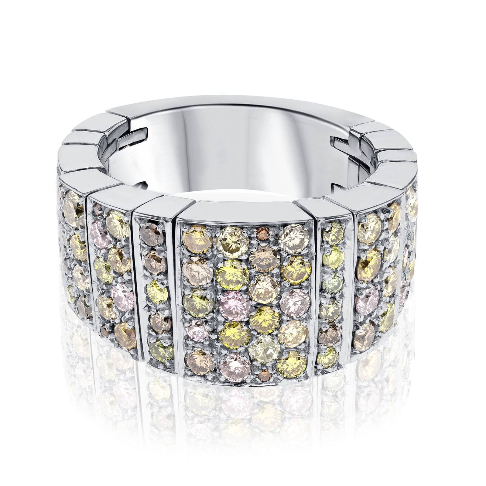 Link Diamond Ring Bombay Ring 18k Solid White Gold 2.75CT - Etsy