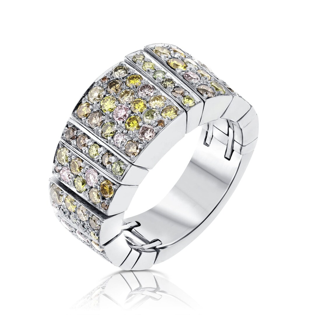 Link Diamond Ring Bombay Ring 18k Solid White Gold 2.75CT - Etsy