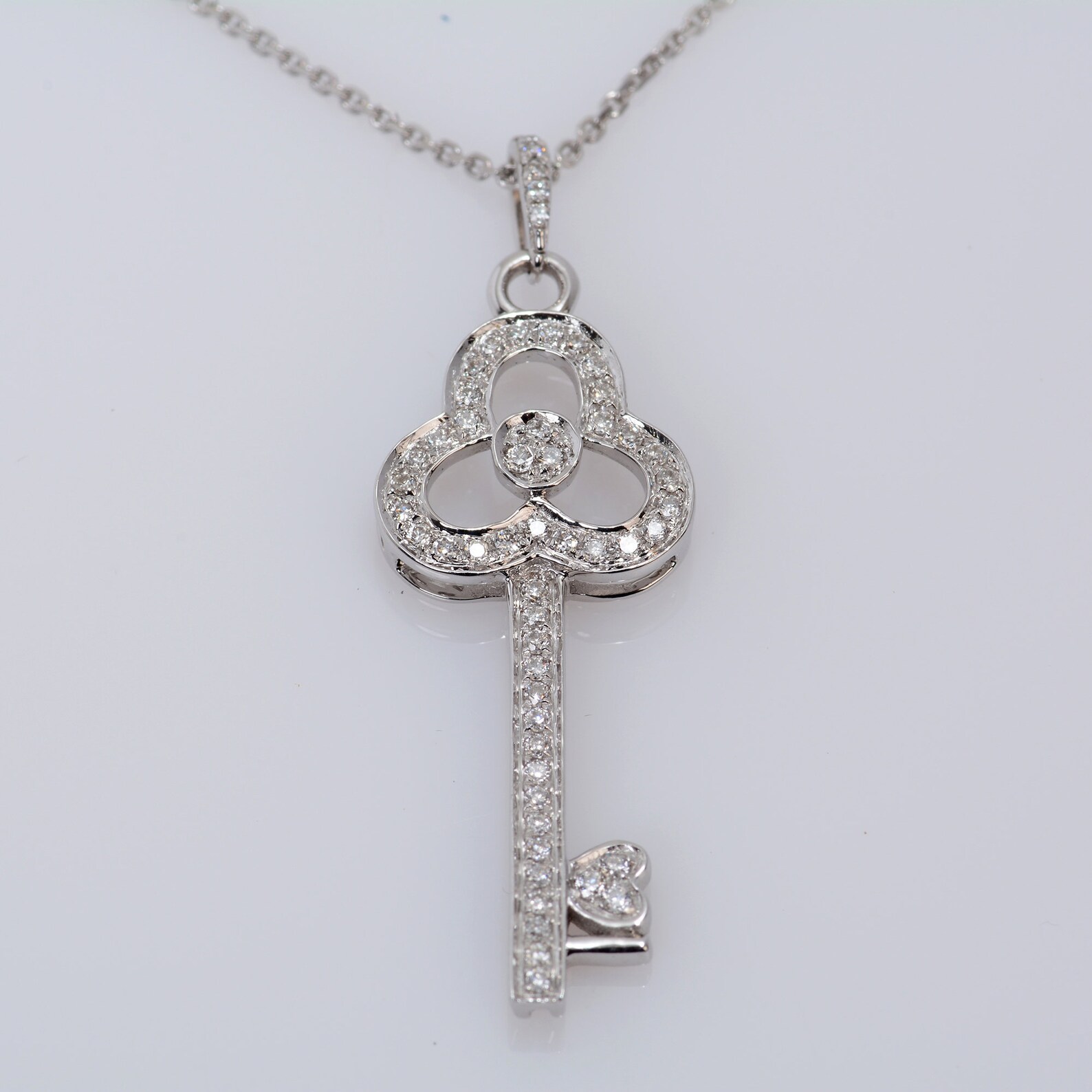 Key Pendant 18K Solid White Gold 0.25ct Diamonds - Etsy