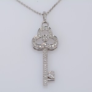 Key Pendant, 18K Solid White Gold, 0.25ct Diamonds - Etsy