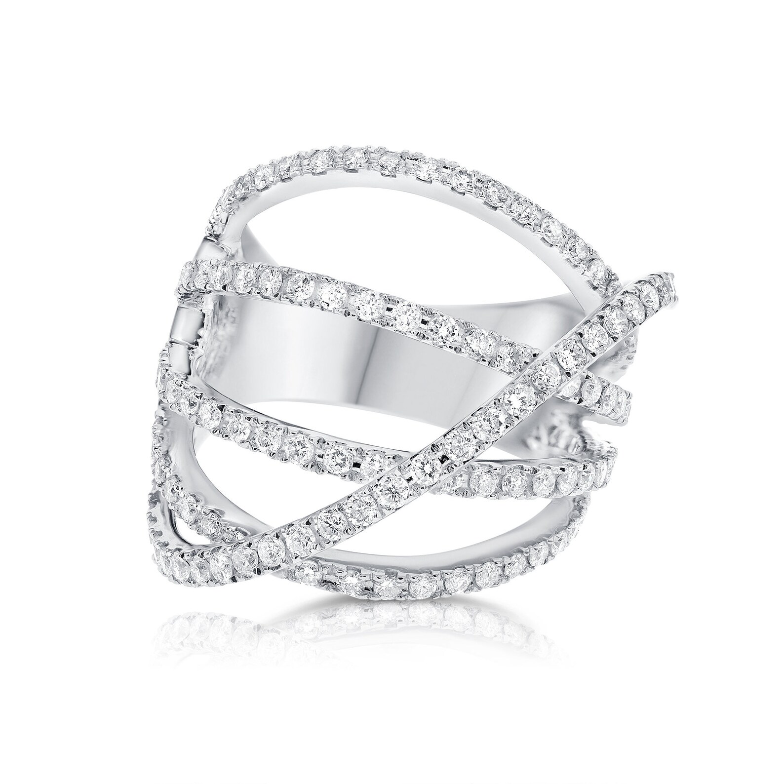 Criss Cross Diamond Ring Solid 18k White Gold 2.52CT Multi | Etsy