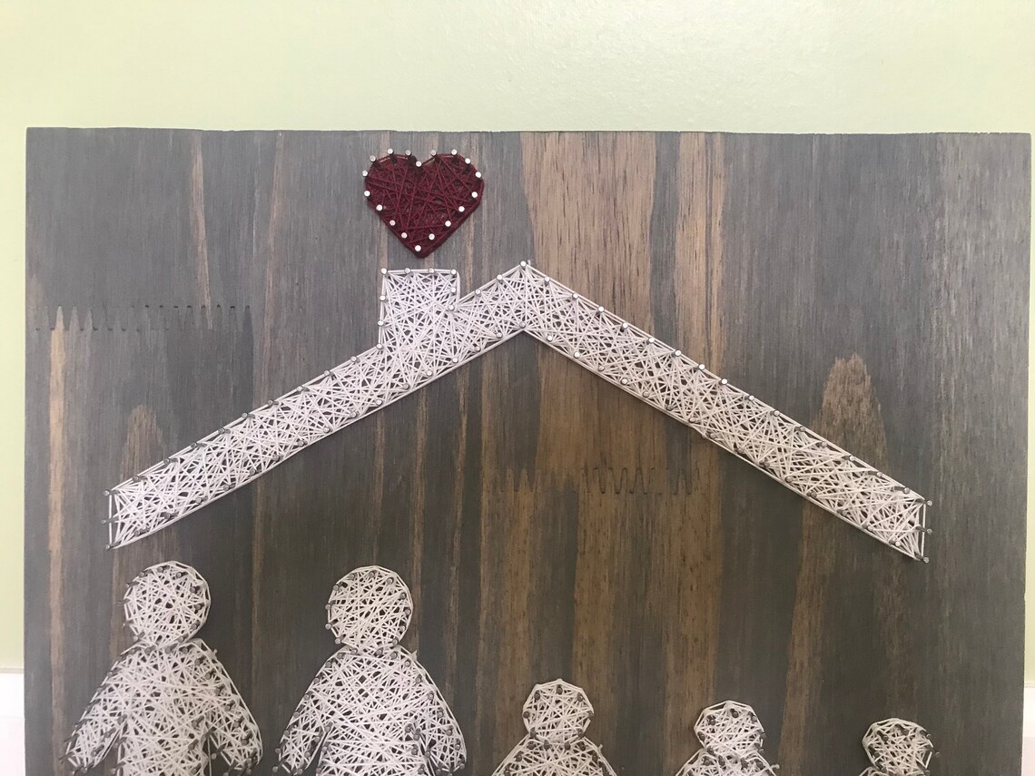 Made to Order Stick Figure Family String Art With Home - Etsy