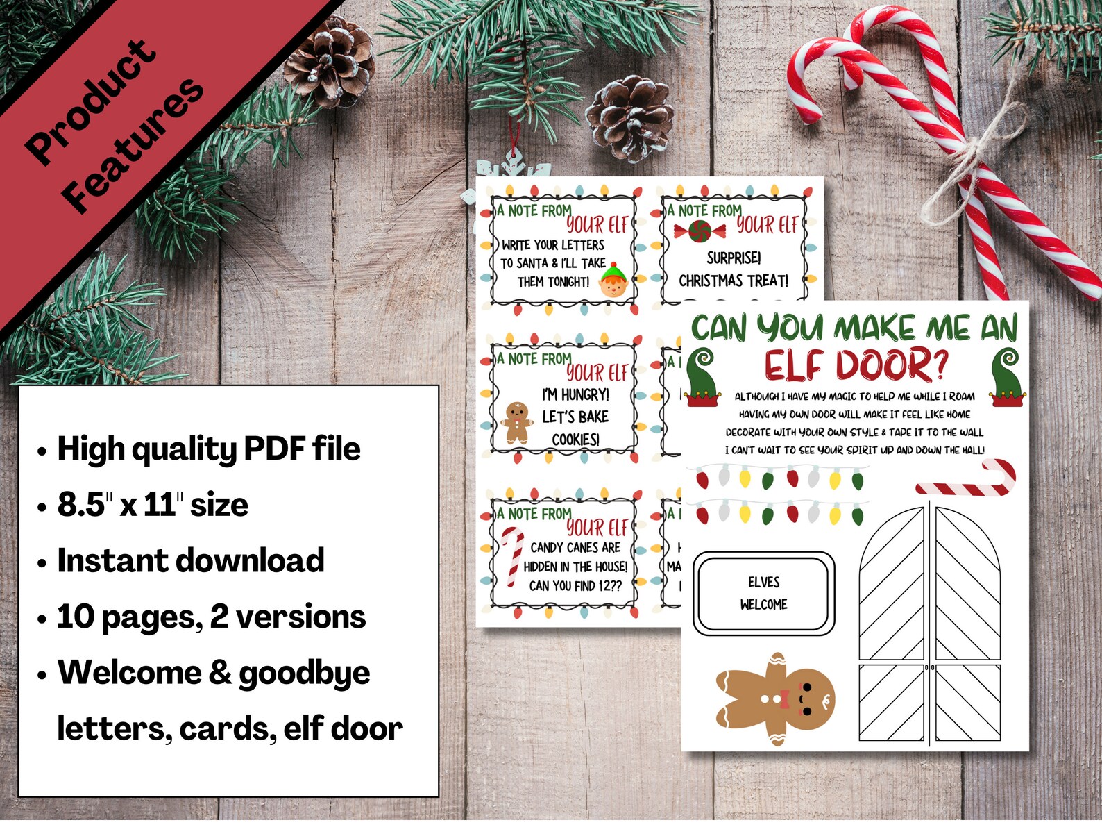 Elf Notes Printable | Elf Cards Template | Customizable Letter Elf Door ...