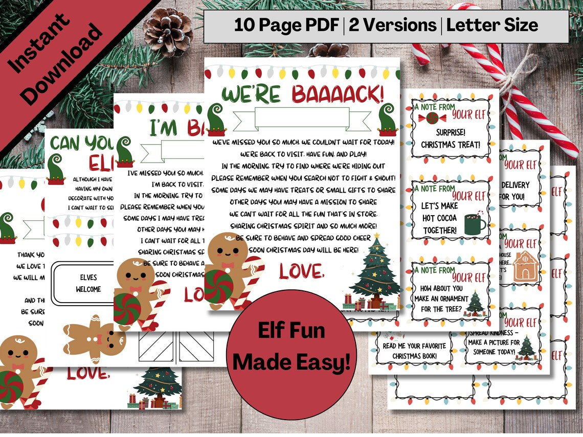 Elf Notes Printable Elf Cards Template Customizable Letter - Etsy