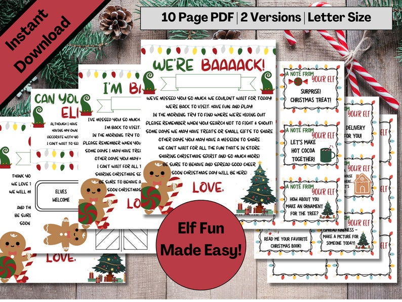 Elf Notes Printable | Elf Cards Template | Customizable Letter Elf Door ...