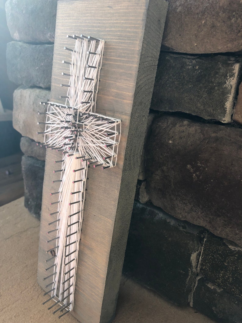Ready to Ship! Easter Jesus Cross String Art Wood Sign Decor White Gray ...