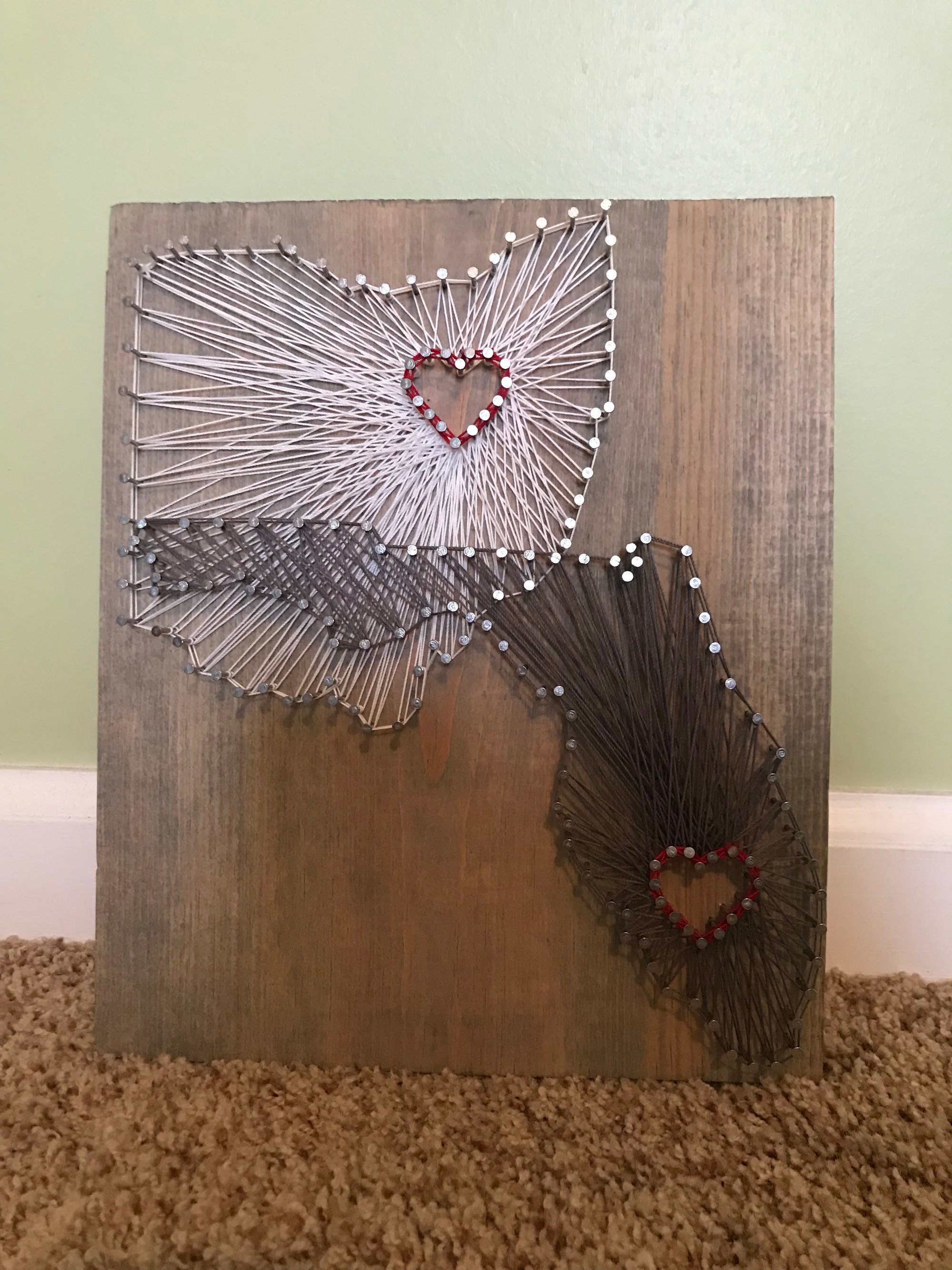 Made to Order! Two State String Art, Double State, Overlapping Heart ...