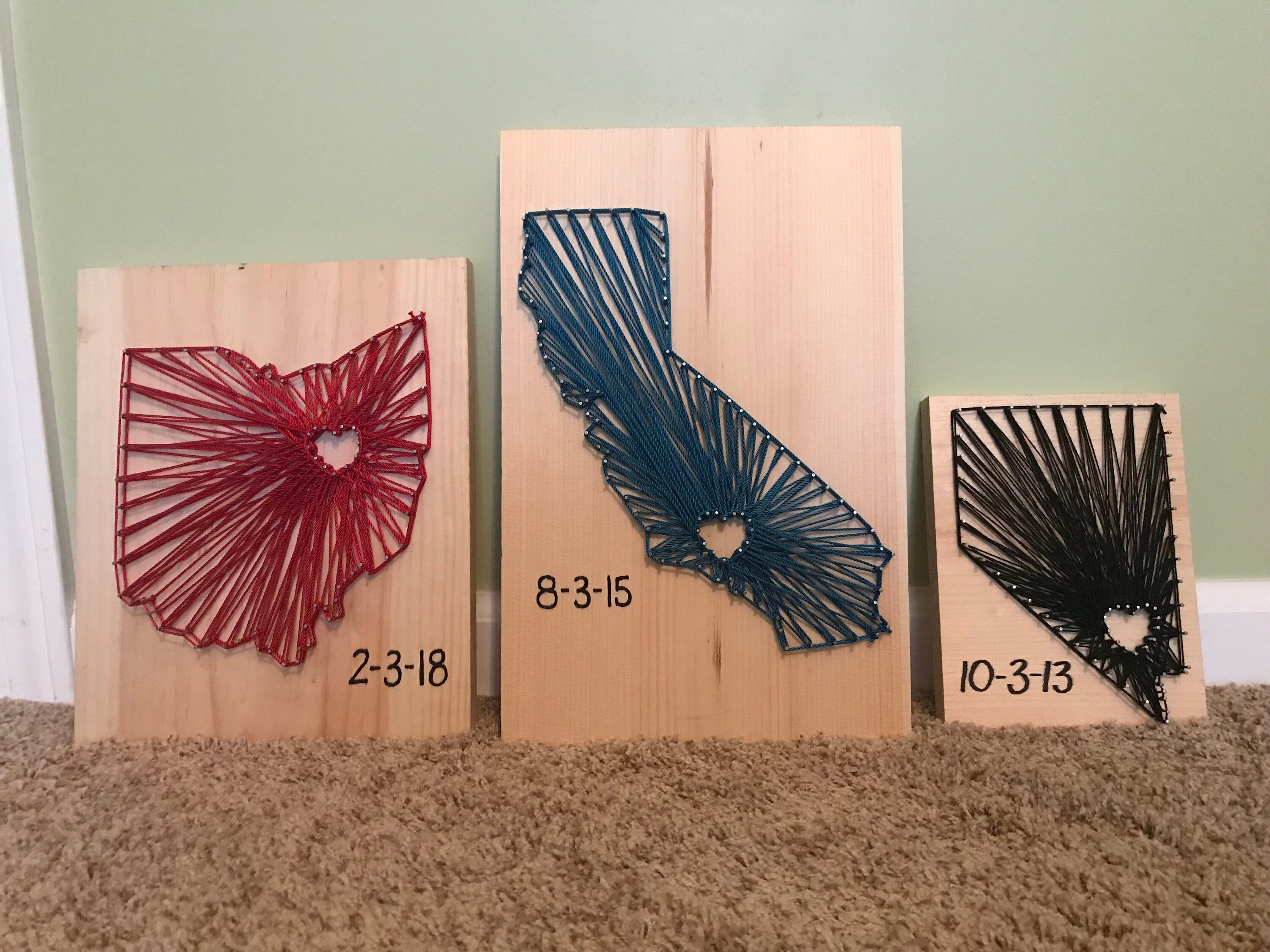 Made to Order Home State String Art With Heart - Etsy