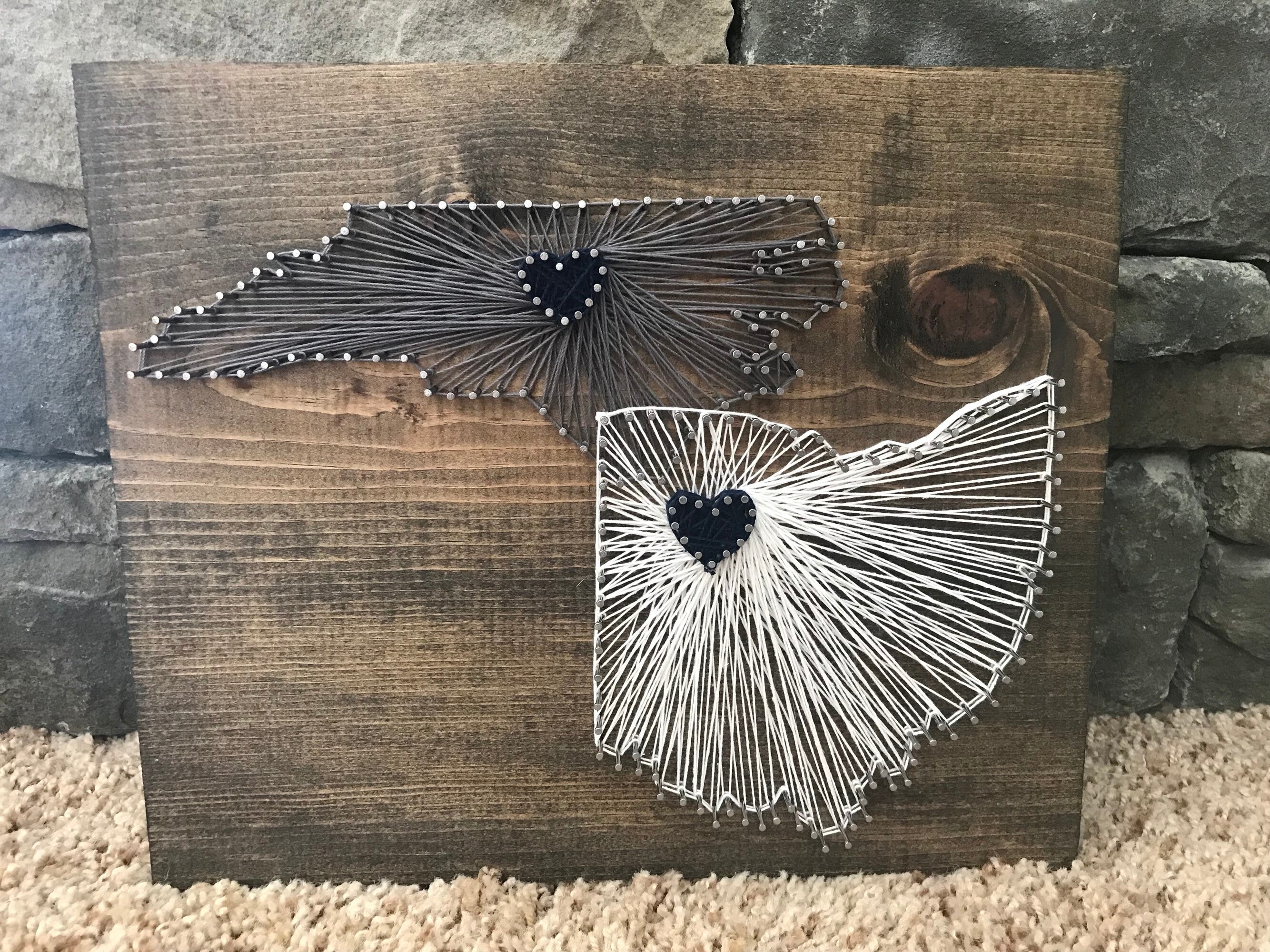 Made to Order! Two State String Art, Double State, Overlapping Heart ...