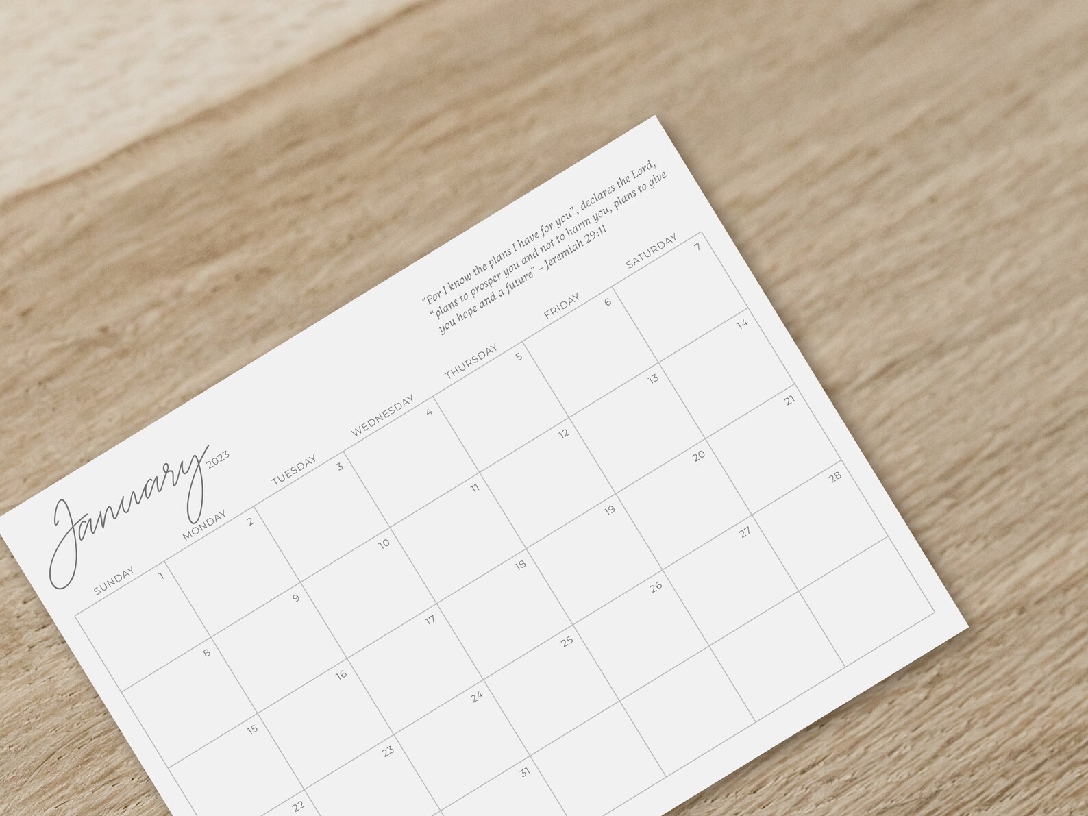 2023 Calendar With Scripture | Printable Minimalist Calendar With Bible ...