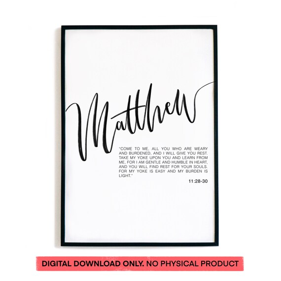 Matthew 11:28 Printable ArtworkBible Verse PrintsChristian | Etsy
