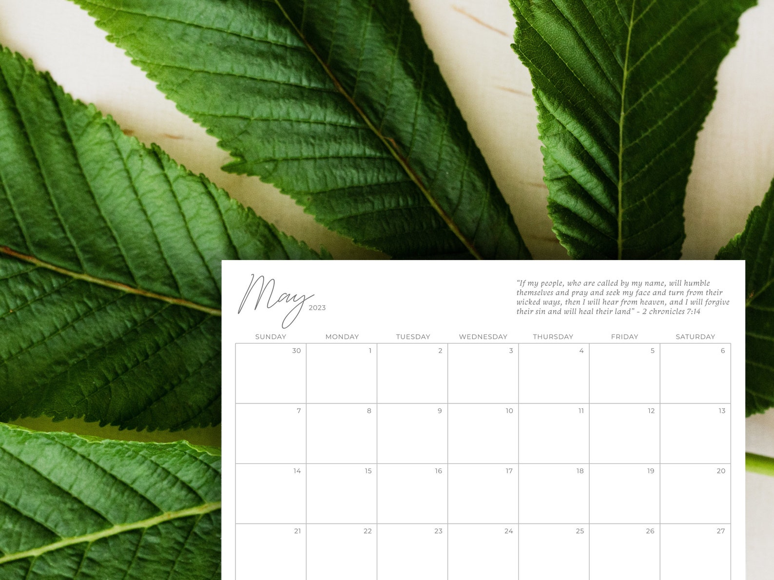 2023 Calendar With Scripture | Printable Minimalist Calendar With Bible ...