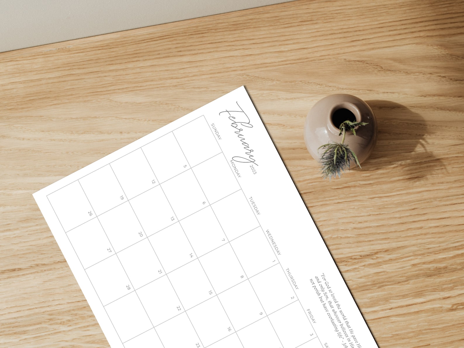 2023 Calendar With Scripture | Printable Minimalist Calendar With Bible ...
