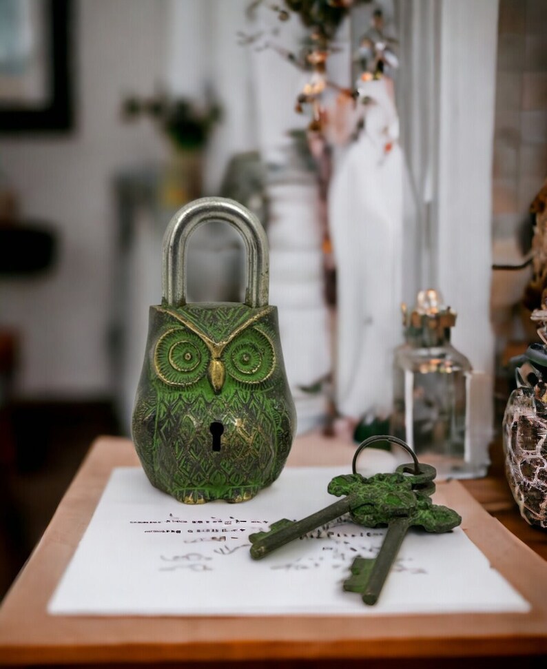 Brass Vintage Owl Pad Lock With 2 Keys, Home and Security Lock ...