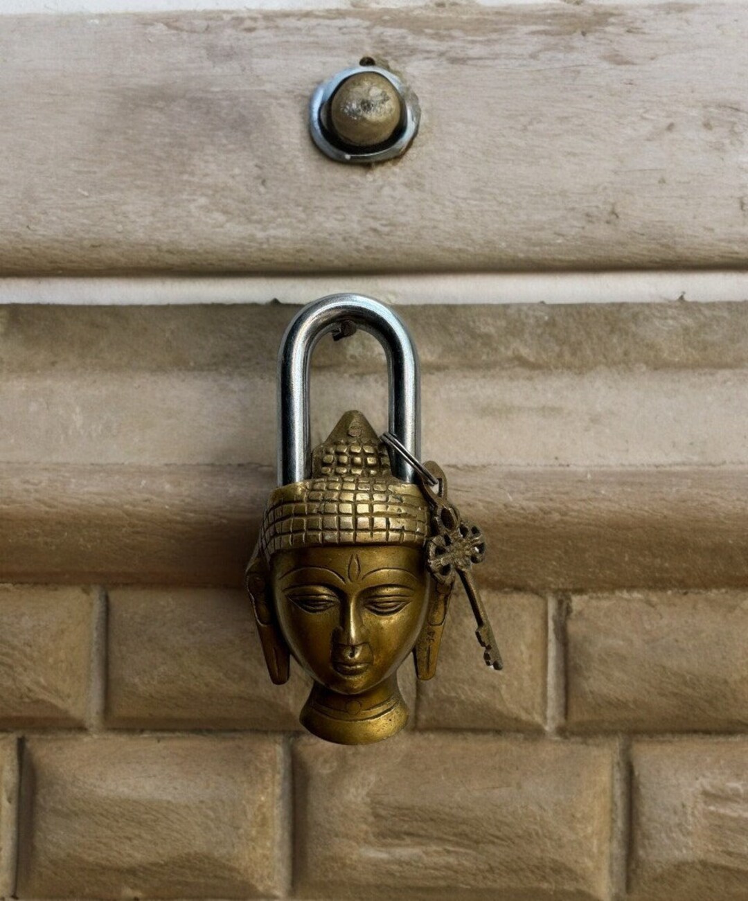 Brass Vintage Buddha Pad Lock With 2 Key, Home and Security Lock ...