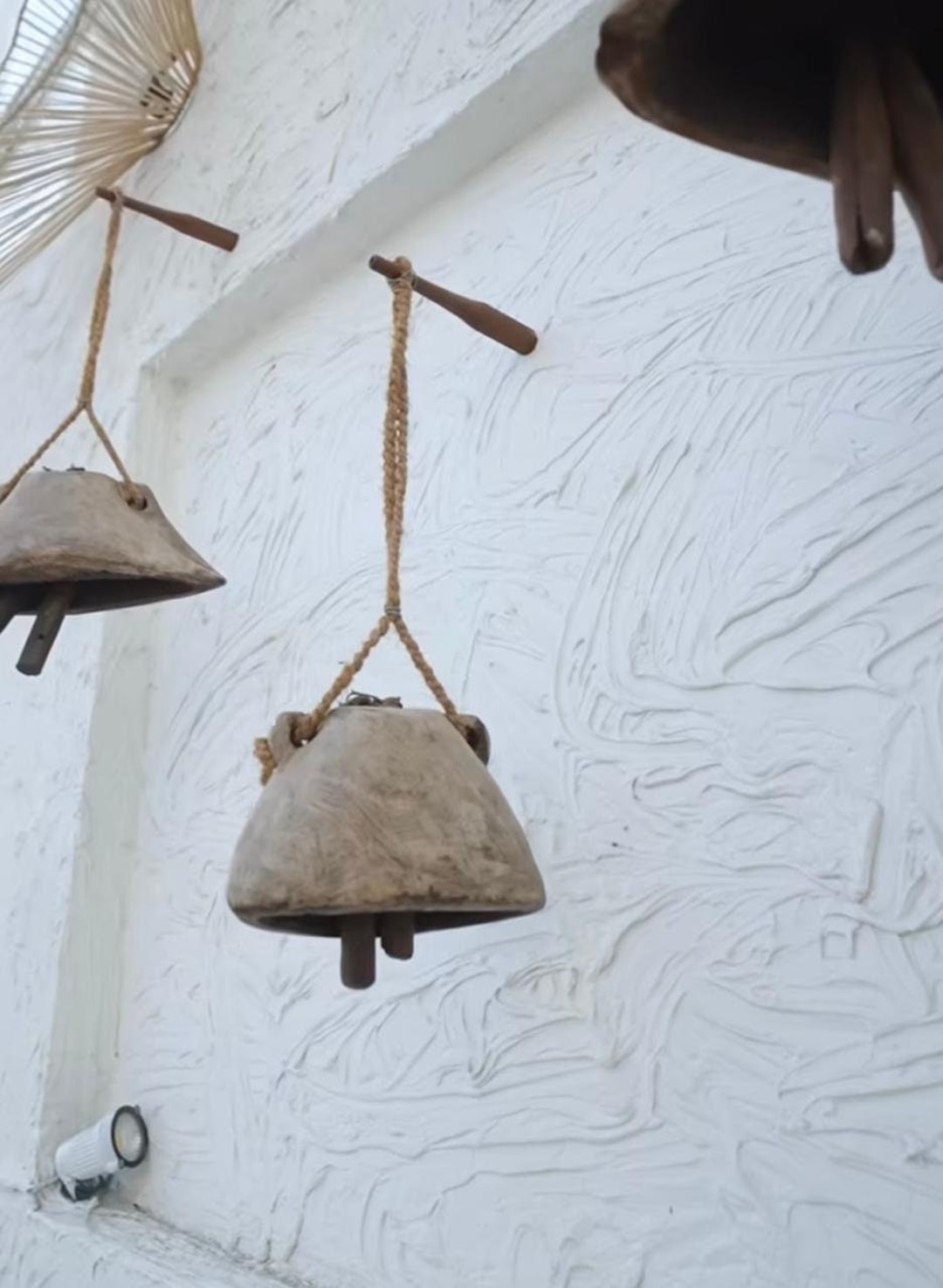 Vintage Wooden Cow Bell, Collectible Old Hand Carved Wood Wall Rope ...